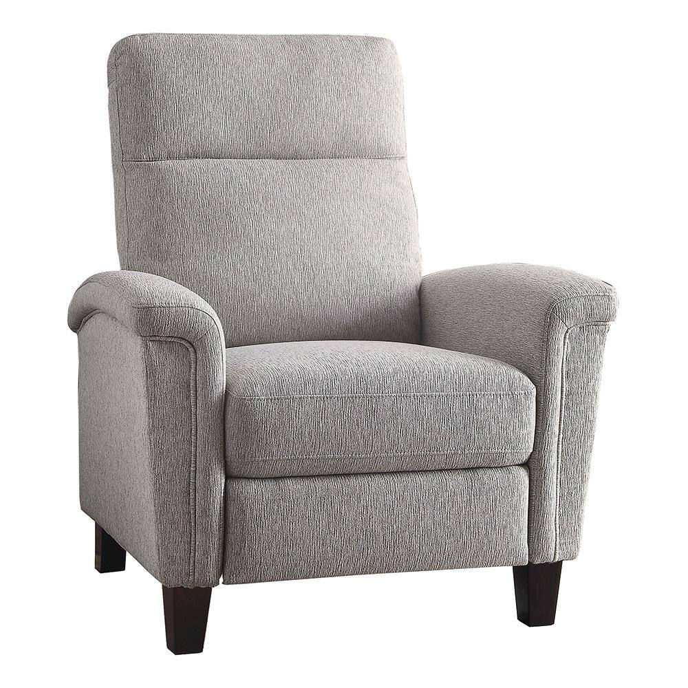 Lazzara Aragon Light Gray Textured Fabric Upholstered Push Back ...