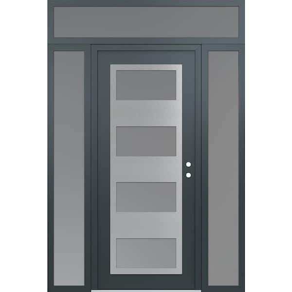 Tessari Doors C2 60 in. x 96 in. Silver P Left-Hand/Inswing Frosted ...