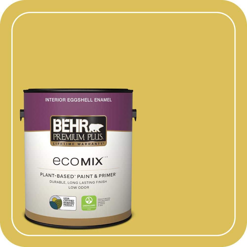 BEHR PREMIUM PLUS 1 gal. #P320-6A Flustered Mustard Eggshell Enamel ...