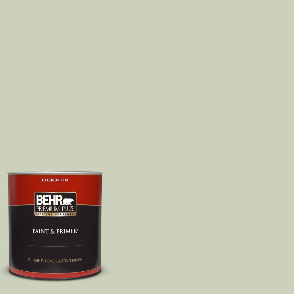 BEHR PREMIUM PLUS 1 qt. #PPU10-09 Chinese Jade Flat Exterior Paint ...
