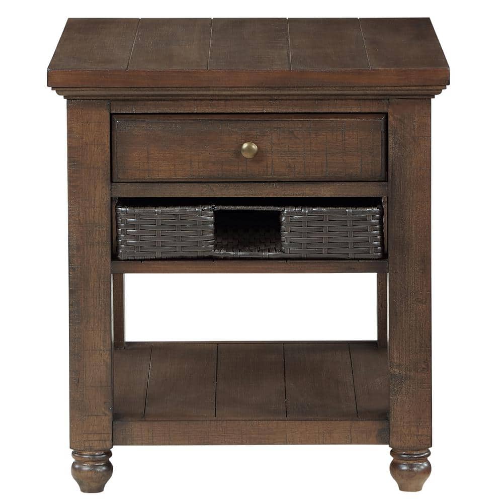 Steve Silver Oliver 22 in. Chestnut Brown Wood Rectangle End Table ...