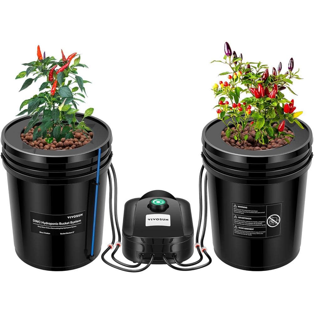 VIVOSUN DWC Hydroponics Grow System 5 Gal. Deep Water Culture Bucket with Recirculating Drip ...