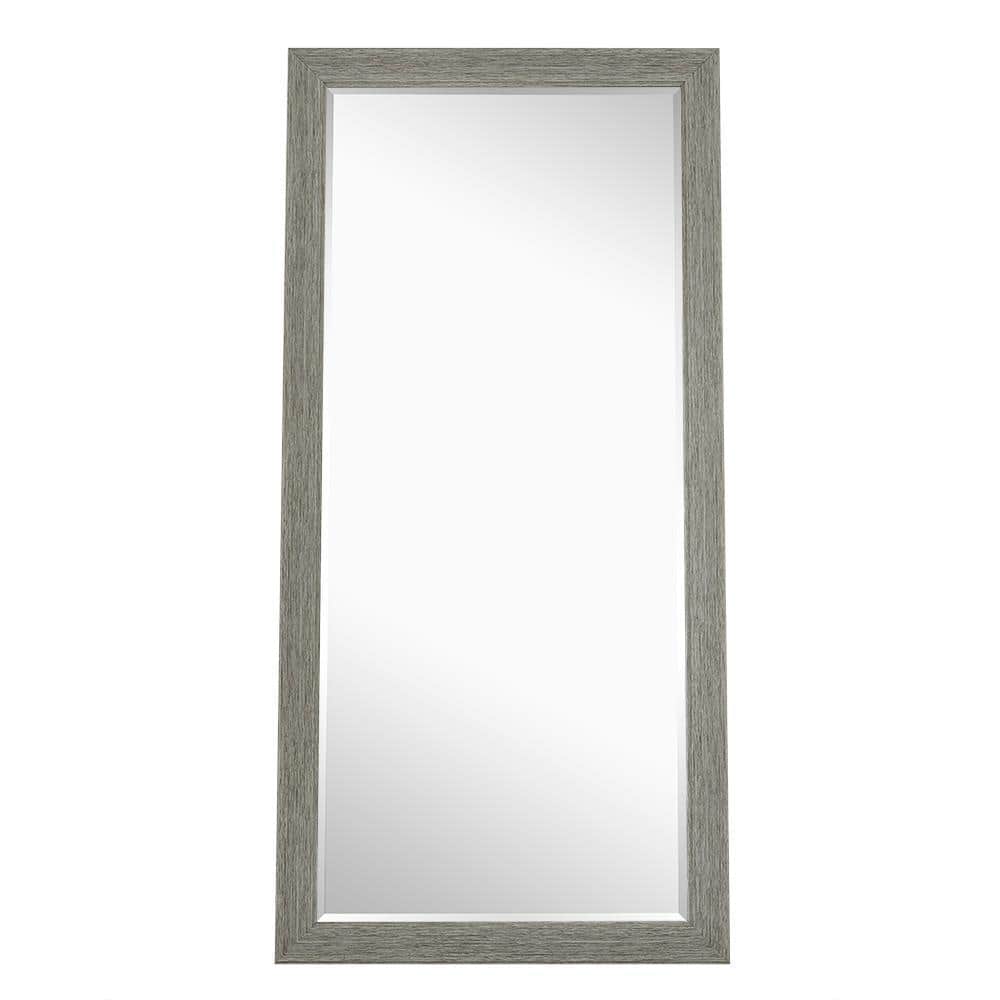 Naomi Home 66 in. H x 32 in. W Oversized Green Gray Wood Beveled Glass ...