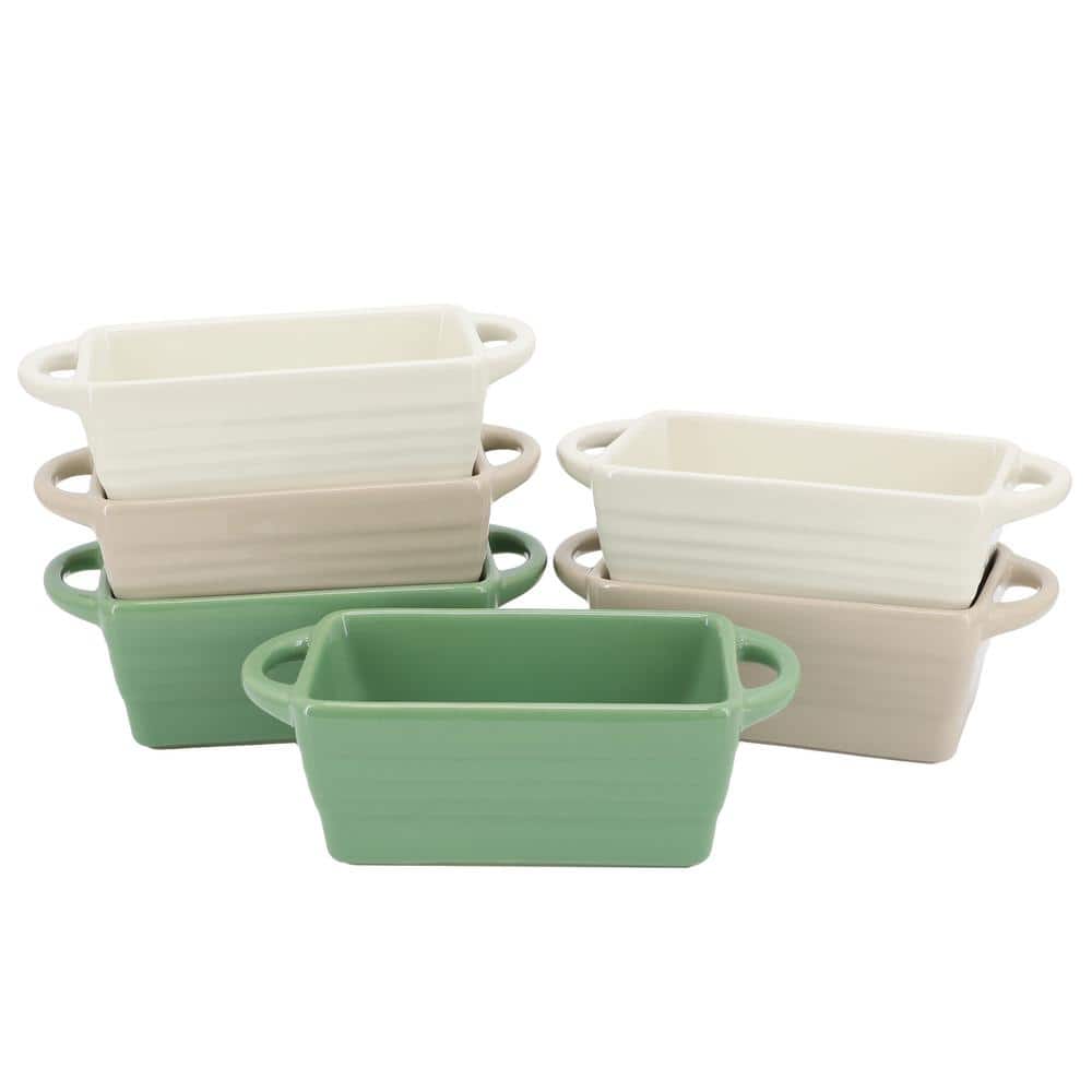 MARTHA STEWART Vanowen 6-Piece 5.1 in. Stoneware Mini Loaf Pan Set in ...