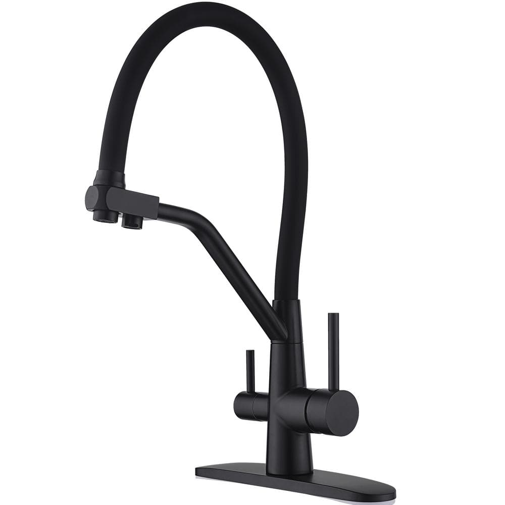 ATKING 2-in-1 Double Handle Pull Down Sprayer Kitchen Faucet with ...