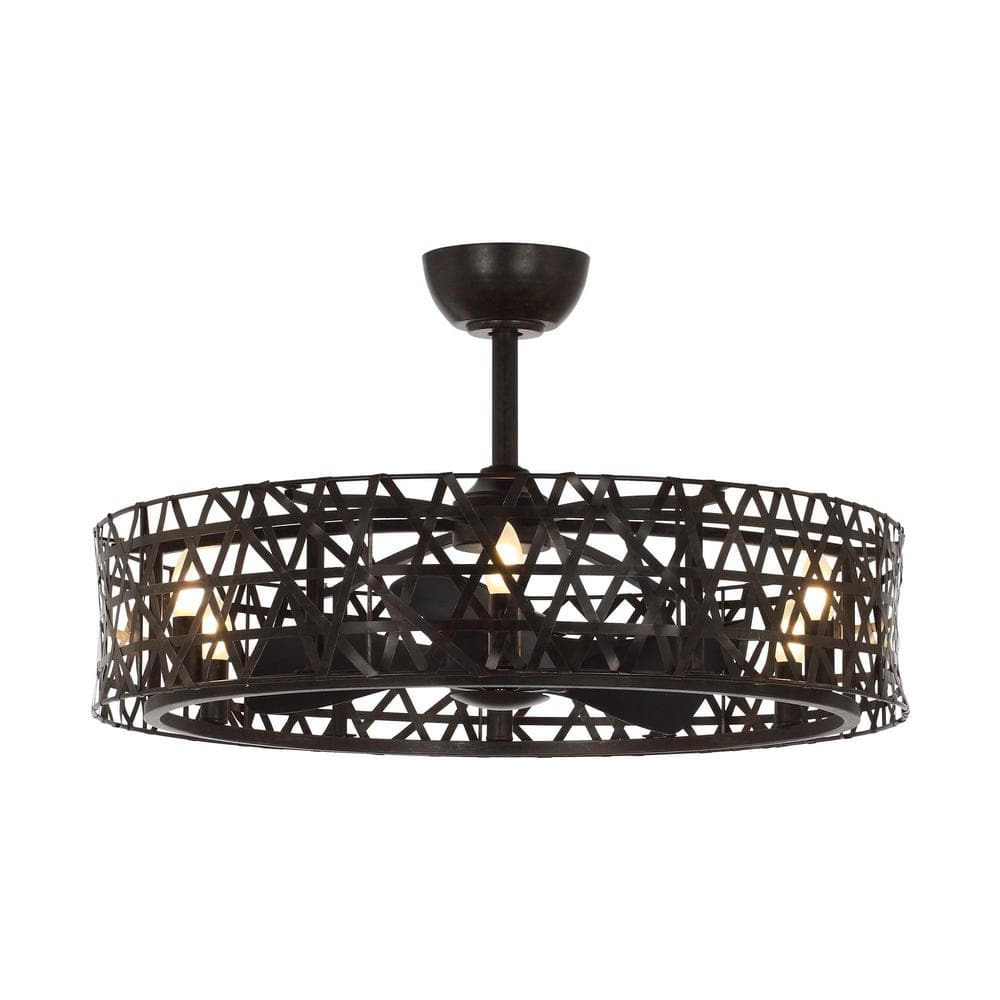 Parrot Uncle 32 in. Rust Bronze Indoor Caged Ceiling Fan with Light Kit ...