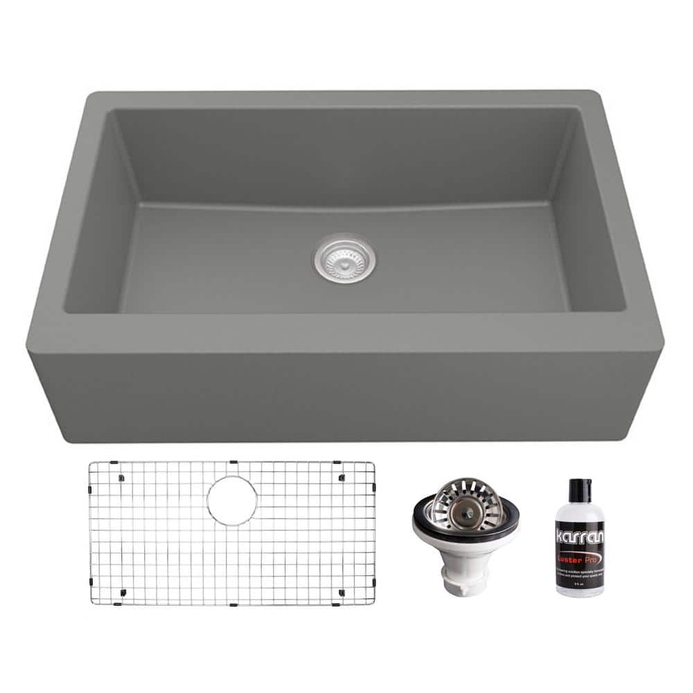Karran QA-740 Quartz/Granite 34 in. Single Bowl Farmhouse/Apron Front ...