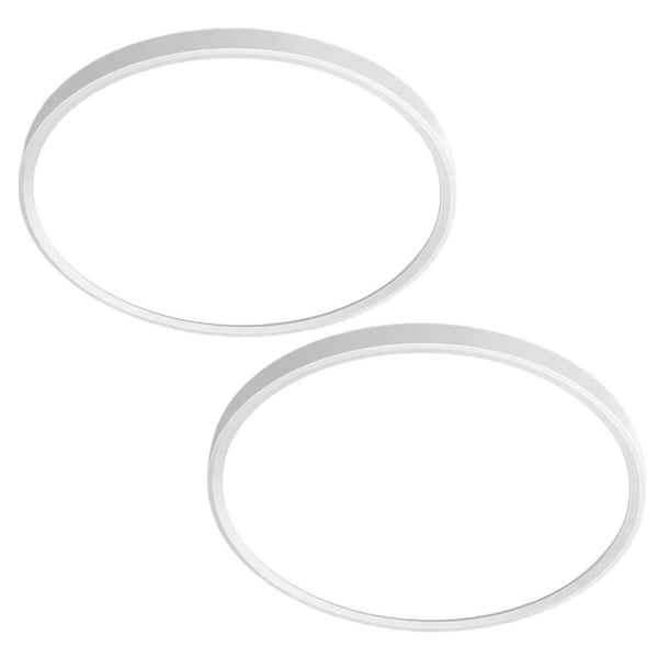 KOAOEIRS 16 in. 40-Watt White Integrated LED 4800 Lumen Edge-Lit Round ...