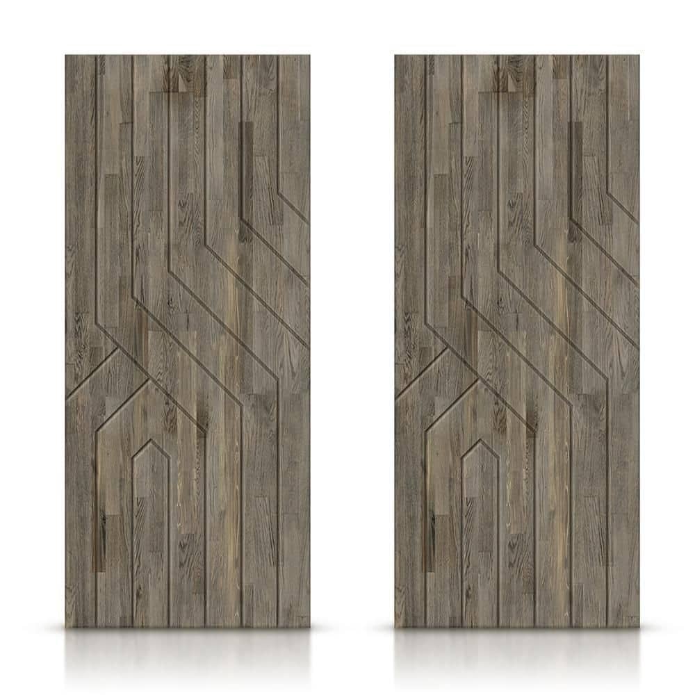 CALHOME 72 in. x 84 in. Hollow Core Weather Gray Stained Pine Wood ...