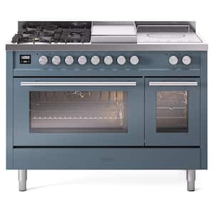 ILVE Professional Plus II 48 in. 8 Burner Plus Griddle Freestanding ...