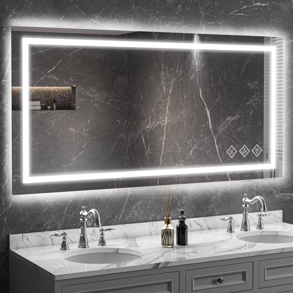 FAMYYT 60 in. W x 30 in. H Rectangle Frameless Dynamic Flow Lighting ...