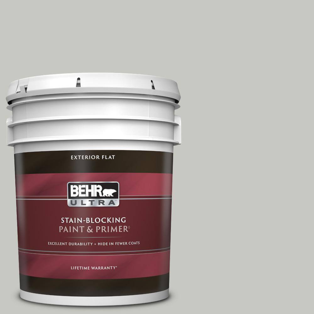 BEHR ULTRA 5 gal. #MQ2-59 Silver City Flat Exterior Paint & Primer ...