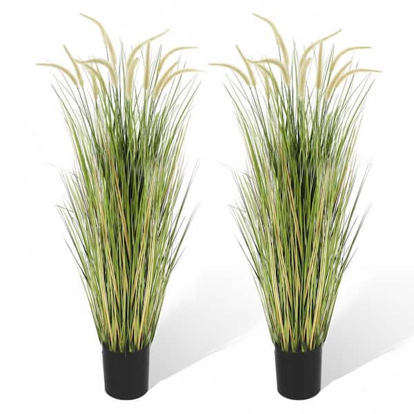 20 in. Green Artificial Plant 2-Pack Horsetail Reed Grass Indoor ...