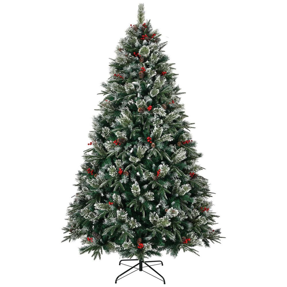 Ama pear 8 ft. Snow Frosted Artificial Christmas Tree with 1550 Tips ...