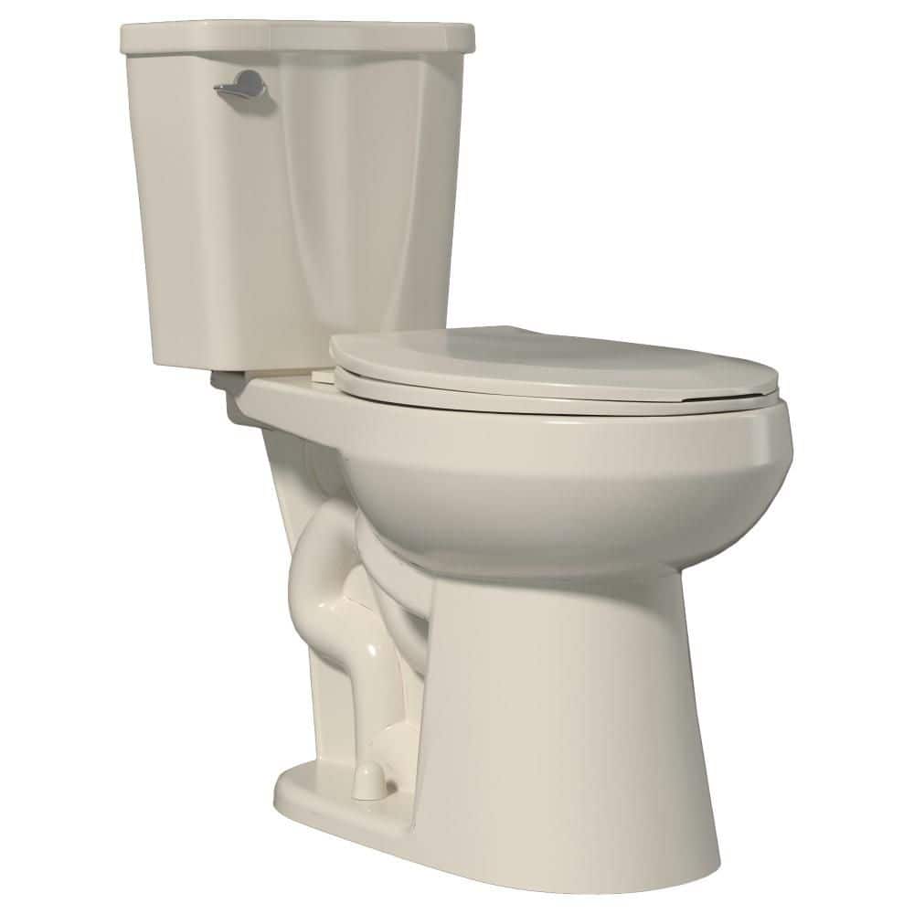 Kuomih 17 in Height Two-Piece Round Toilet 1.28 GPF Single Flush Bone ...