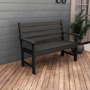 POLYWOOD Grant Park 48 in. 2-Person Teak Plastic Outdoor Bench MNB484TE ...
