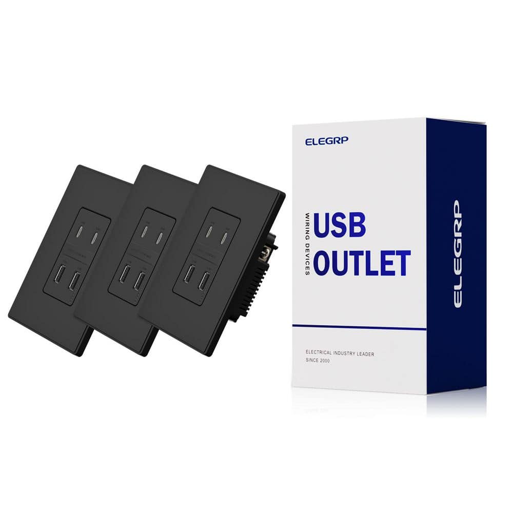 ELEGRP USB Wall Outlet w/ 2A & 2C USB Ports, 42-Watt Fast Charge 4 ...