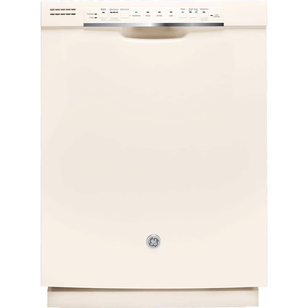 GE Front Control Dishwasher in Bisque with Stainless Steel Tub and ...