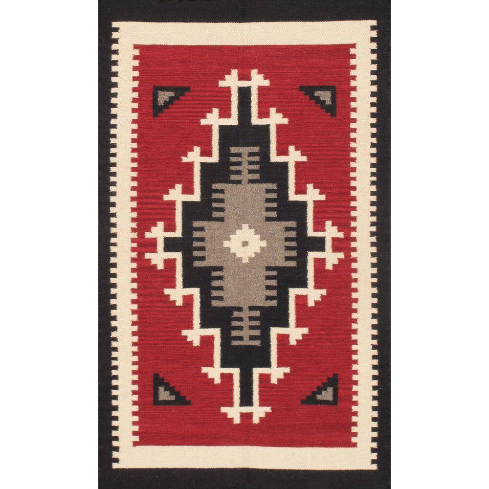 Pasargad Home Tuscany Red/Black 3 ft. x 5 ft. Geomatric Area Rug PNT ...