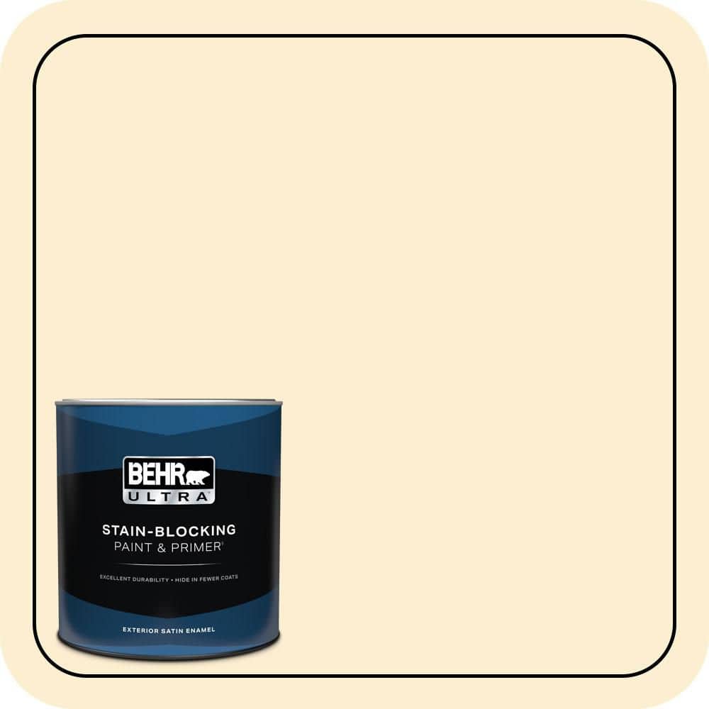 BEHR ULTRA 1 qt. #370C-2 Custard Cream Satin Enamel Exterior Paint ...