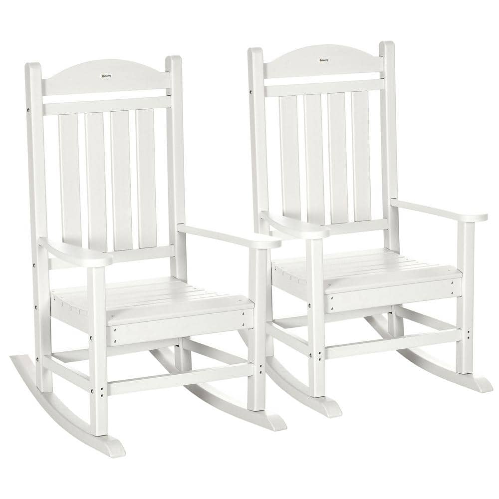 Outsunny White Wood Outdoor Rocking Chair 84G-066V01WT - The Home Depot