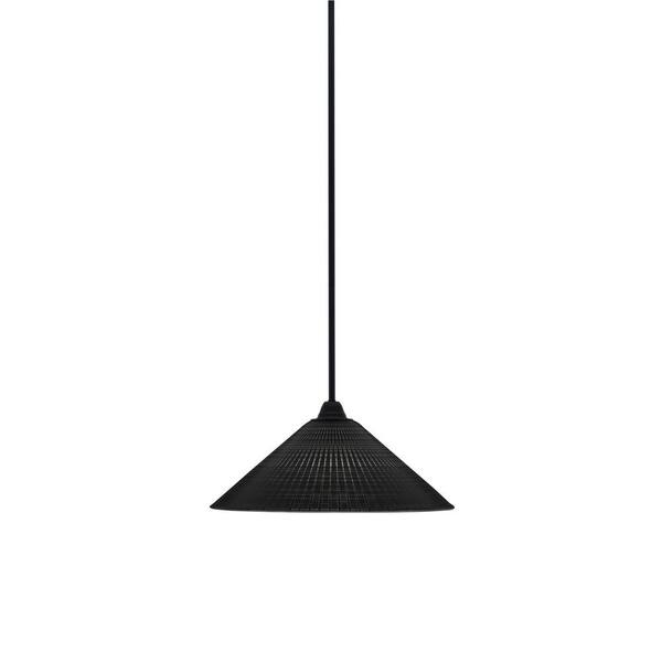 Madison 100-Watt 1-Light Matte Black Shaded Pendant Light with 16 in ...