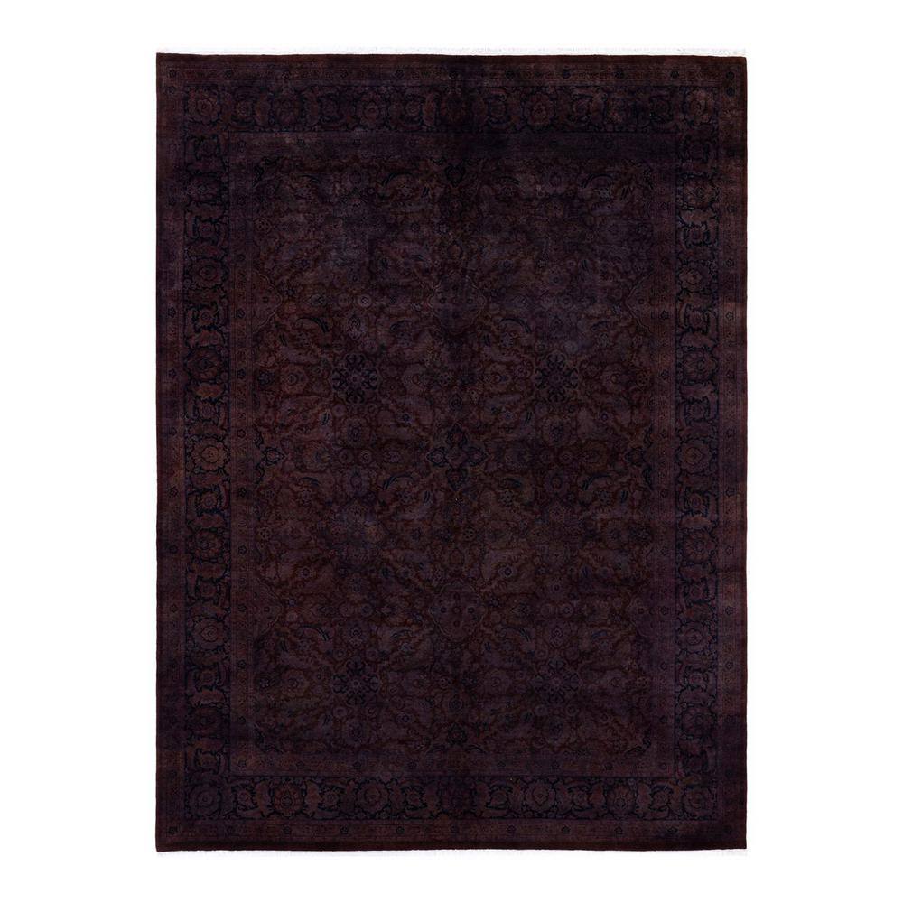Solo Rugs One-of-a-Kind Contemporary Brown 9 ft. x 12 ft. Hand Knotted ...
