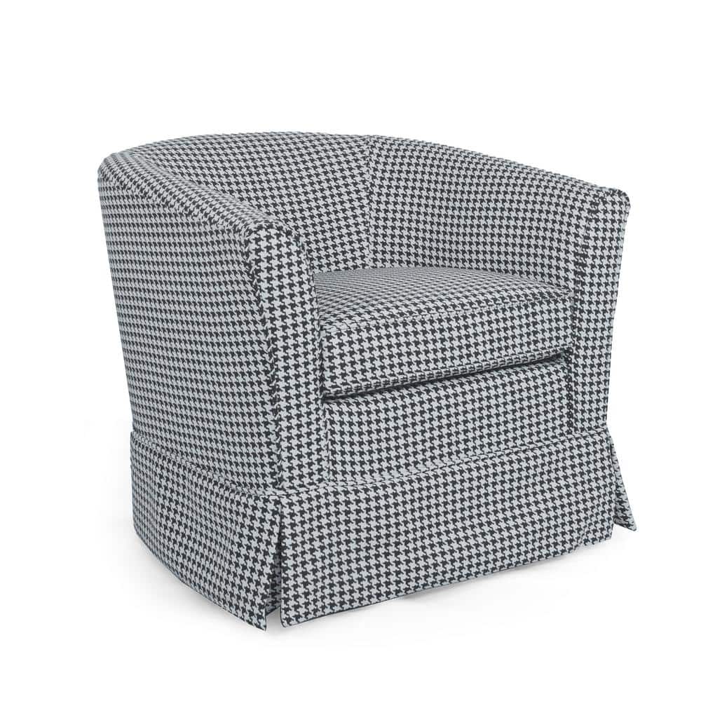 Noble House Gloster White/Black Houndstooth Print Modern Swivel Club ...