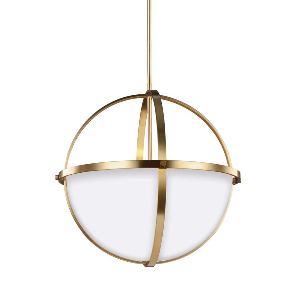 Generation Lighting Alturas 3-Light Satin Brass Pendant with LED Bulbs ...