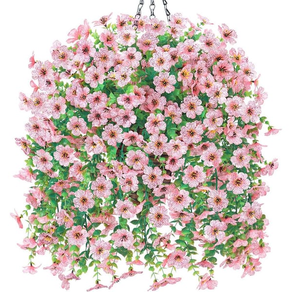 9 in. Pink Outdoor Artificial Daisy Plastic Flower UV Resistant UMXZ31Q ...