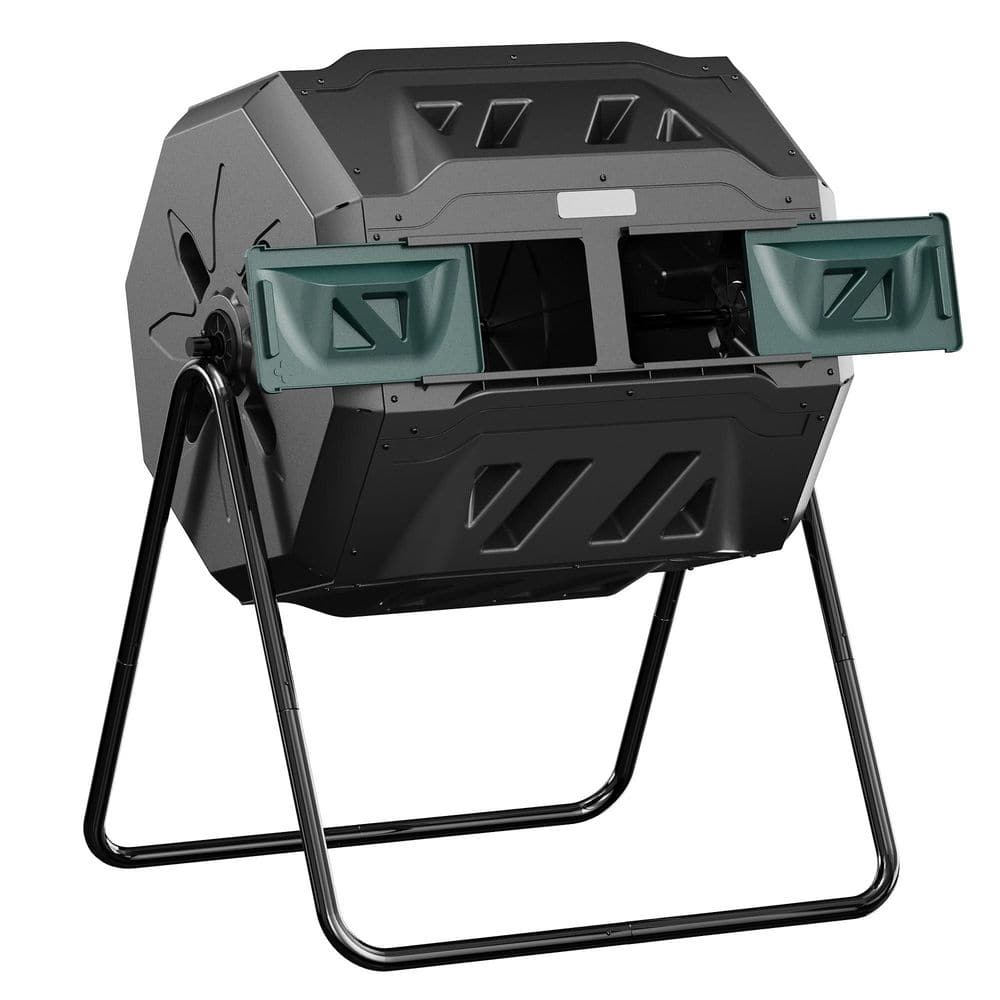 MOEPISY 43 Gal. Compost Tumbler with 2 Sliding Door and Aeration System ...