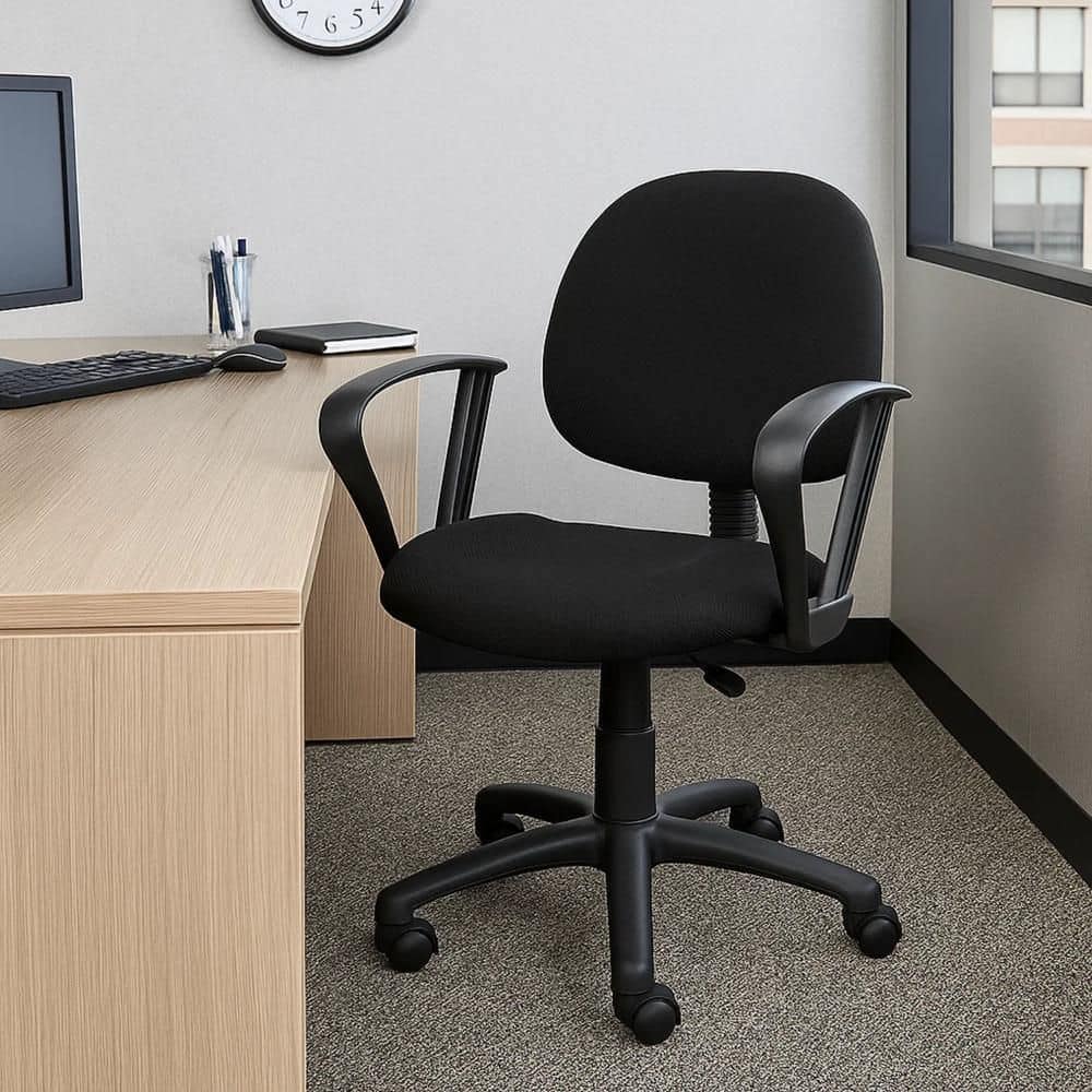 Benjara Jea Fabric Rolling Task Chair in Black Arms BM344561 - The Home ...