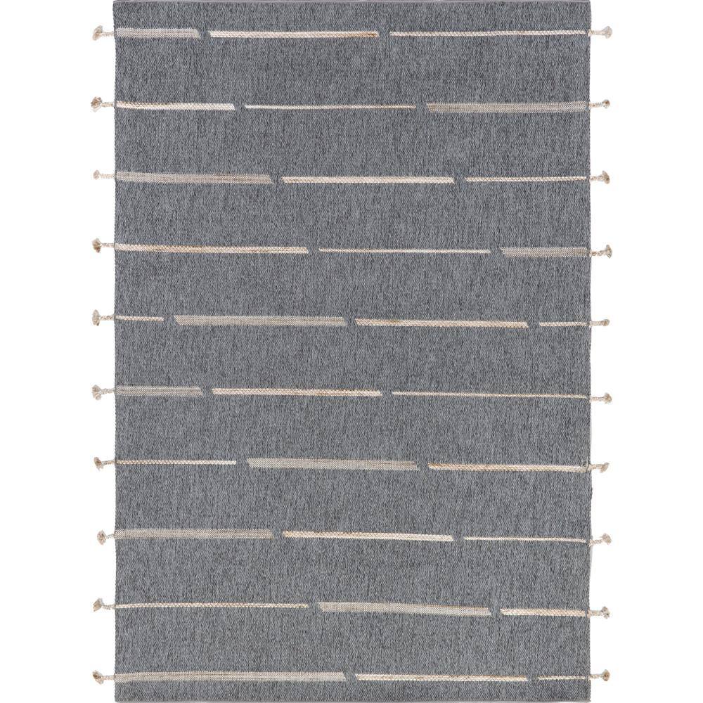 nuLOOM Linnett Simple Striped Tasseled Area Rug Gray 5 ft. x 8 ft. Area ...