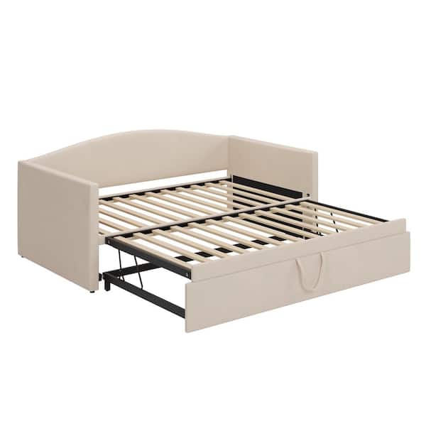 Harper & Bright Designs Beige Twin to King Size Velvet Upholstered ...