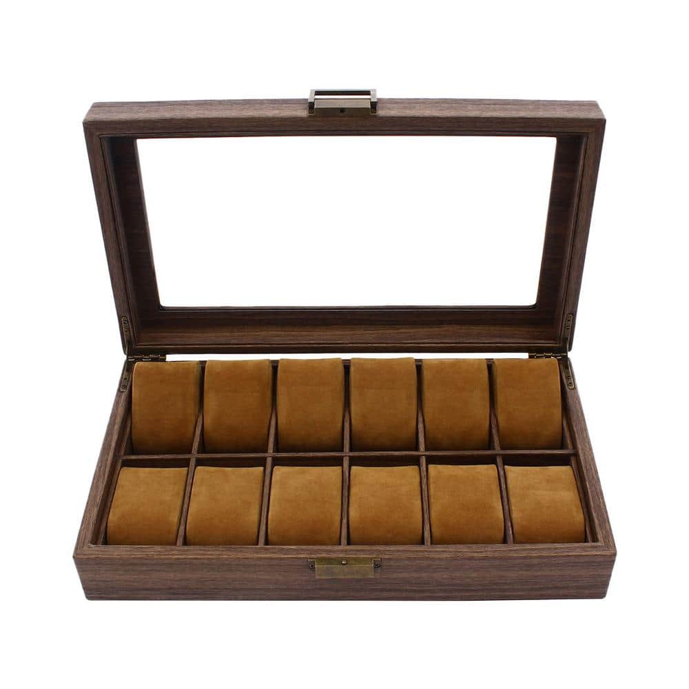 YIYIBYUS 12 Slots Watch Box Case Watch Organizer Wood Watch Display ...