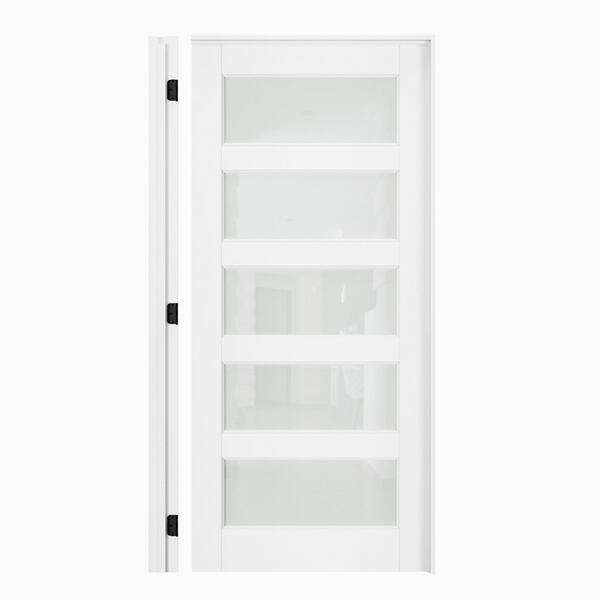 EH PUERTA 36 in. x 80 in. 5-Lite Frosted Glass Left Hand White Solid ...