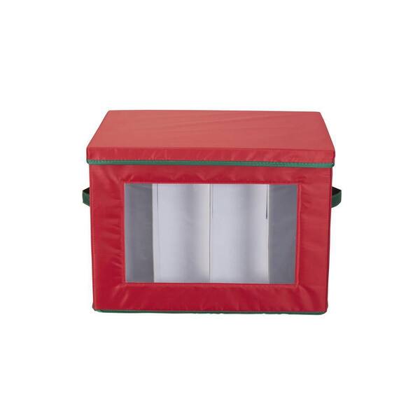 HOUSEHOLD ESSENTIALS Red and Green Tall Wine and Bottle Storage Chest ...