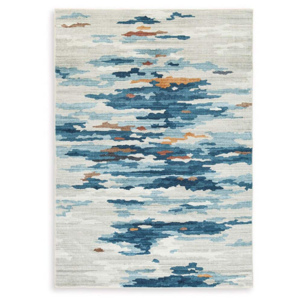 Signature DESIGN BY ASHLEY Vinlett Blue 5 ft. x 7 ft. Abstract Area Rug ...