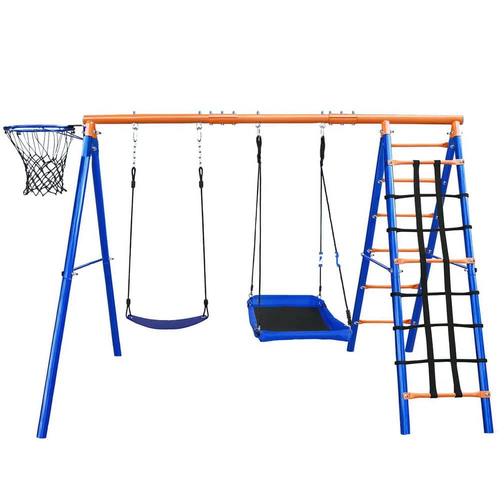 Afoxsos Heavy-Duty Multifunctional Swing with Basketball Hoop, Climbing ...