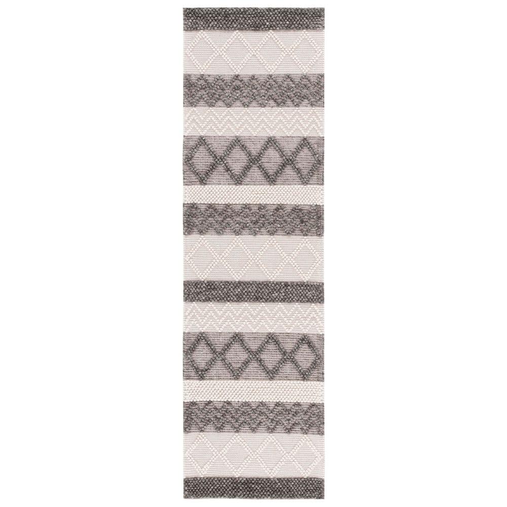 SAFAVIEH Natura 2 ft. x 8 ft. Ivory/Gray Geometric Zig-Zag Runner Rug NAT291F-28 - The Home Depot