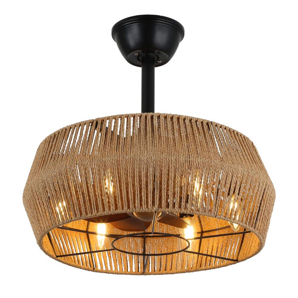 Bella Depot Bohemian 18 in. Indoor Brown Rattan Rope Reversible Ceiling ...