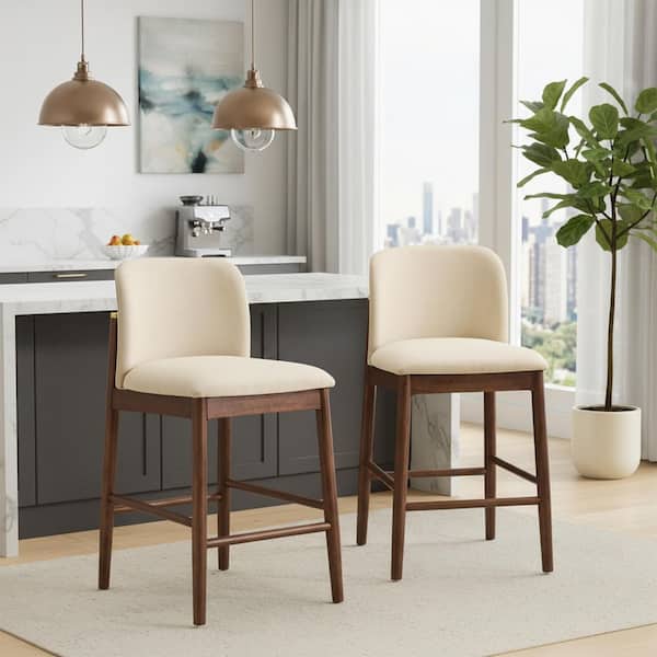 Harper & Bright Designs Dark Walnut 37.25 in. H High Back Wood Frame ...