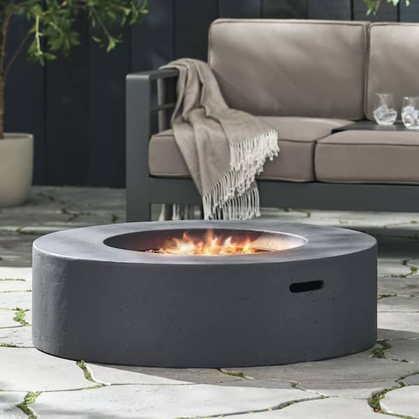 Dark Gray 50,000 BTU Lightweight Concrete Outdoor Circular Fire Pit ...