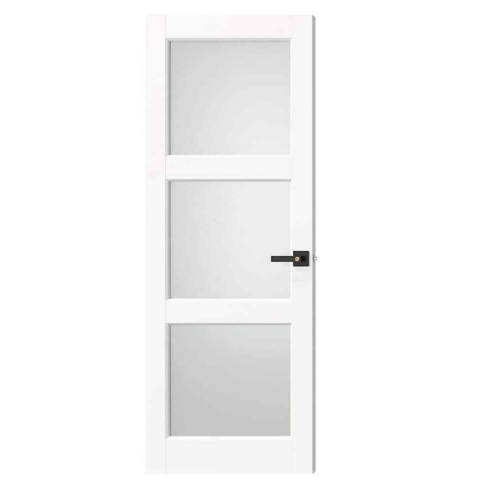 TENONER 28 in. x 80 in. Solid Wood & MDF, Primed, White, 3 Lite ...