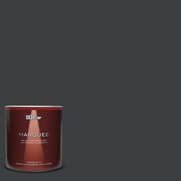 BEHR MARQUEE 1 qt. #ECC-25-3 Obsidian Stone Matte Interior Paint ...