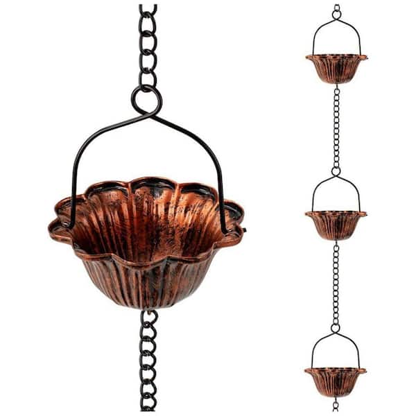10 ft. Rain Chain, Adjustable Rain Catcher Chain for Outside, 12 Cups ...