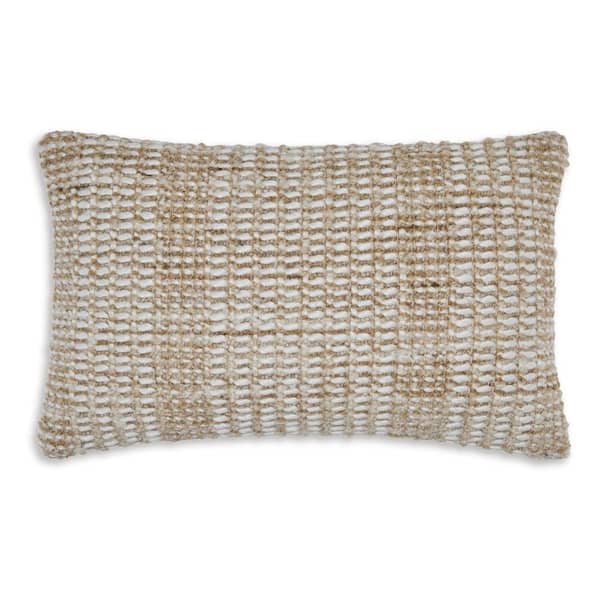 Benjara Anye Ivory, Tan and White Polyester 22 in. x 6 in. Throw Pillow ...