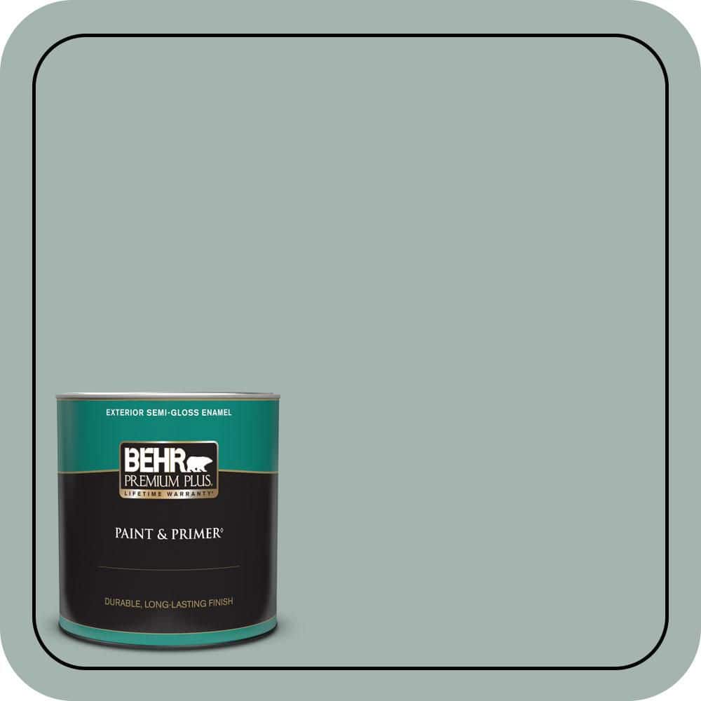 BEHR PREMIUM PLUS 1 qt. #PPU12-09 Frozen Pond Semi-Gloss Enamel ...