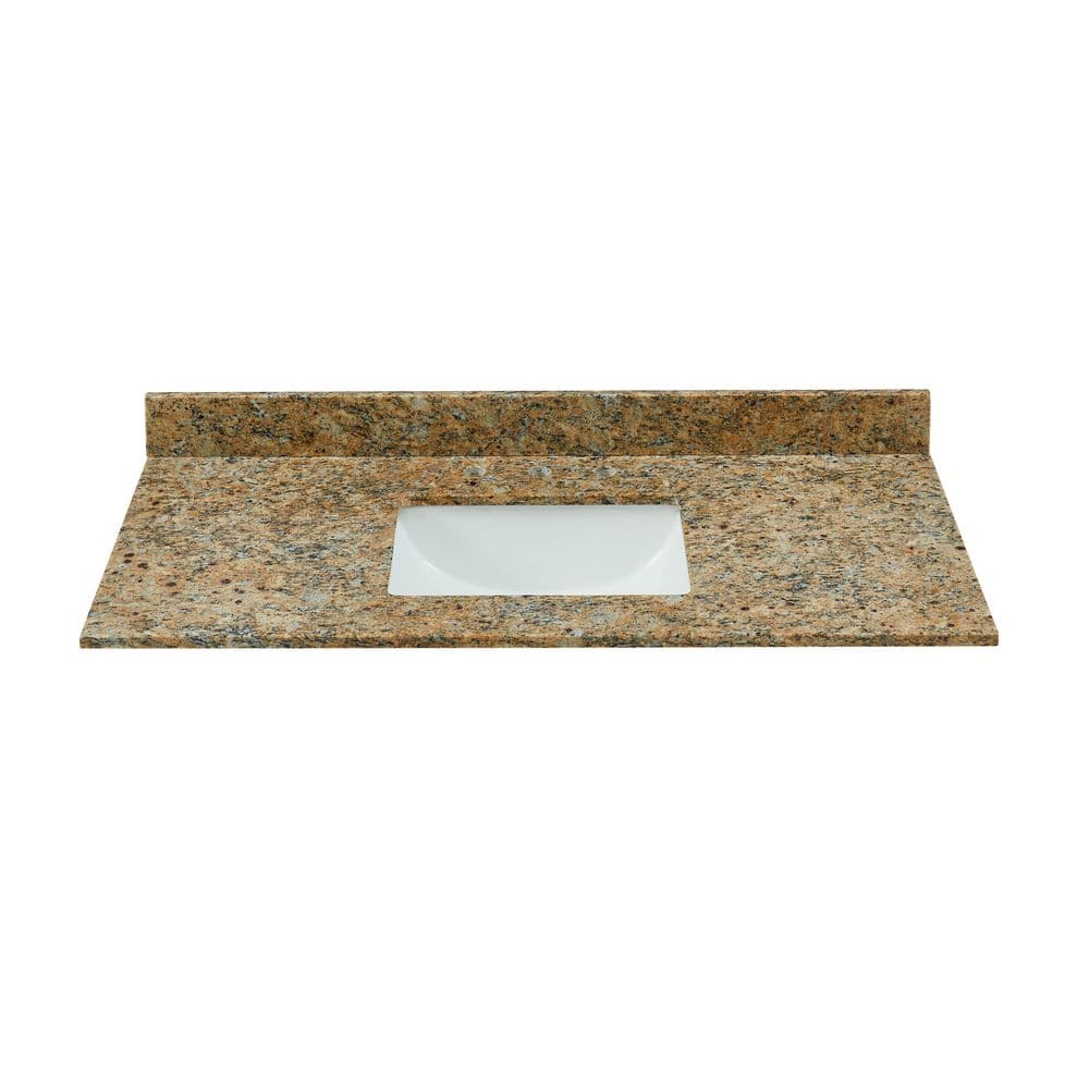 Tile and Top Tile and Top 43 in. W x 22 in. D Granite White Rectangular ...