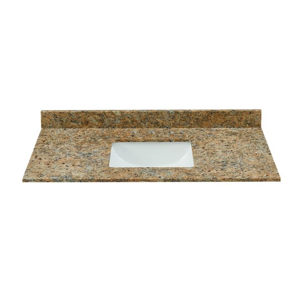 Tile and Top Tile and Top 43 in. W x 22 in. D Granite White Rectangular ...